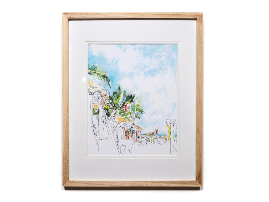 Tulum Beach Mexico Line Art Drawing Printed on 8.5x11” 290gsm ...