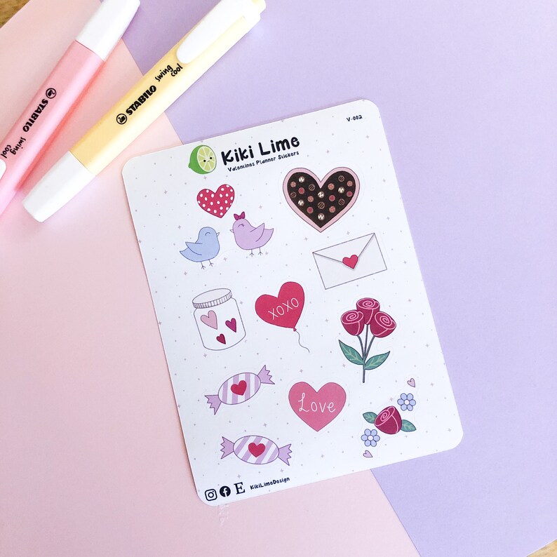 Love Heart Sticker Sheet - Bullet Journal, Planner Stickers, Bujo ...
