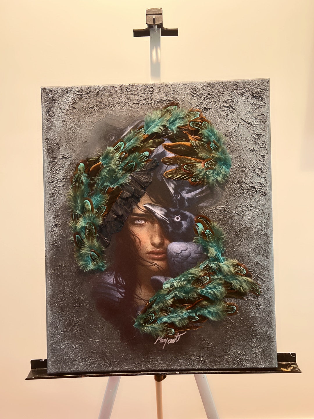 Mixed Media Art: Ocean Eyes Woman Portrait, Modern Canvas Art (20" X 16 ...