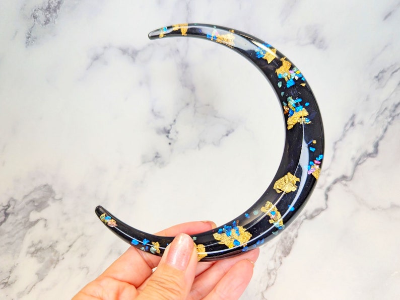 Crescent Moon Hair Stick, Half Moon Hair Fork, Crushed Glass Hairpin ...