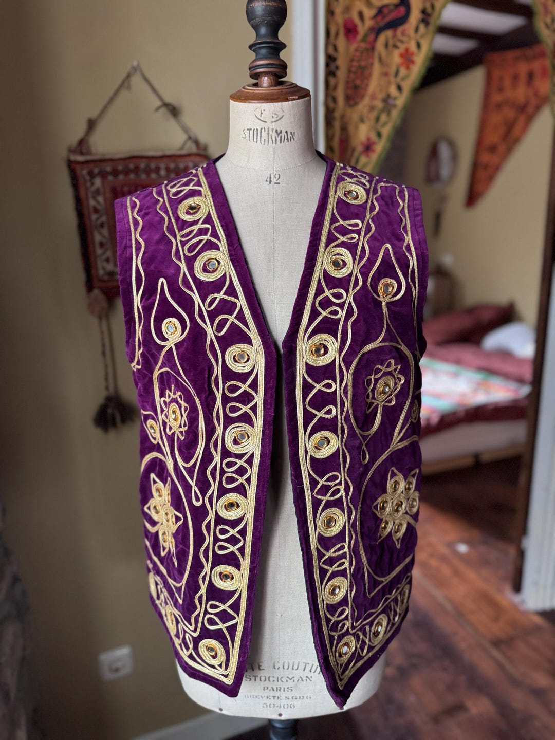 Vintage Purple Velvet Afghan Mirror Vest Sadri - Etsy
