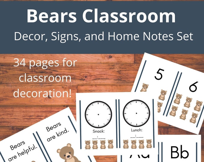 Bears Classroom: Preschool Printable Class Decor Set - Etsy