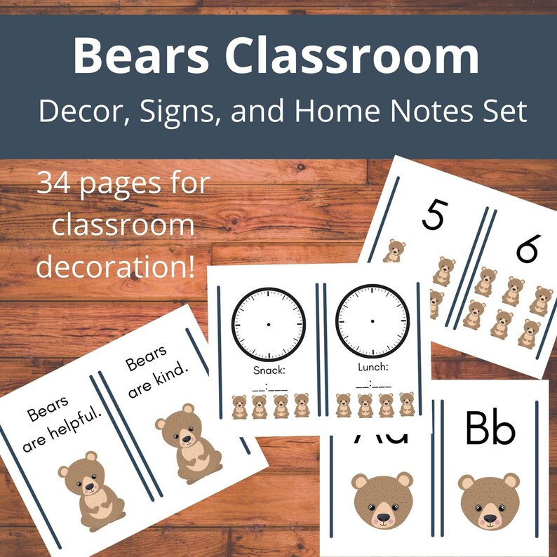 Bears Classroom: Preschool Printable Class Decor Set - Etsy