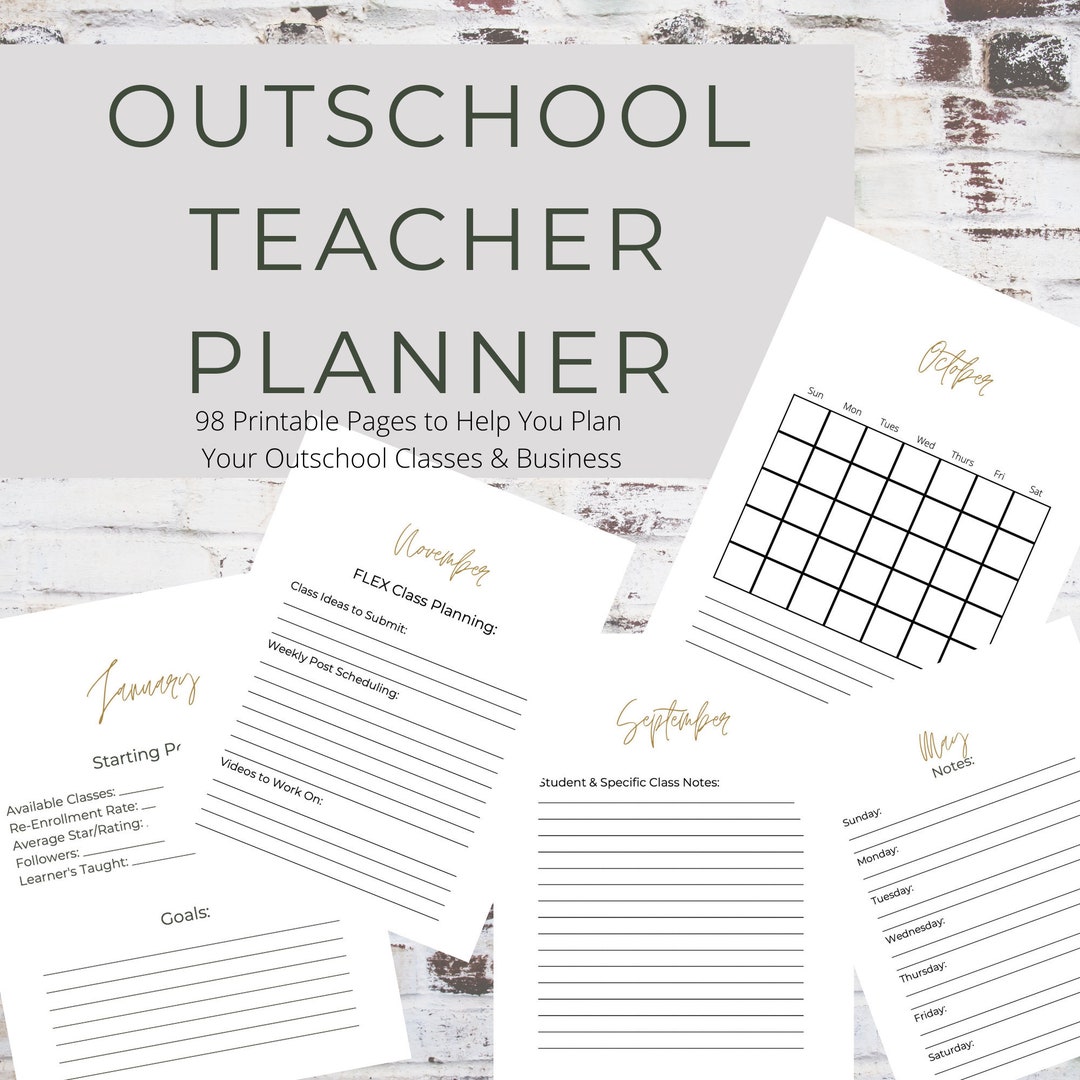 Outschool Teacher Planner Pages - Etsy