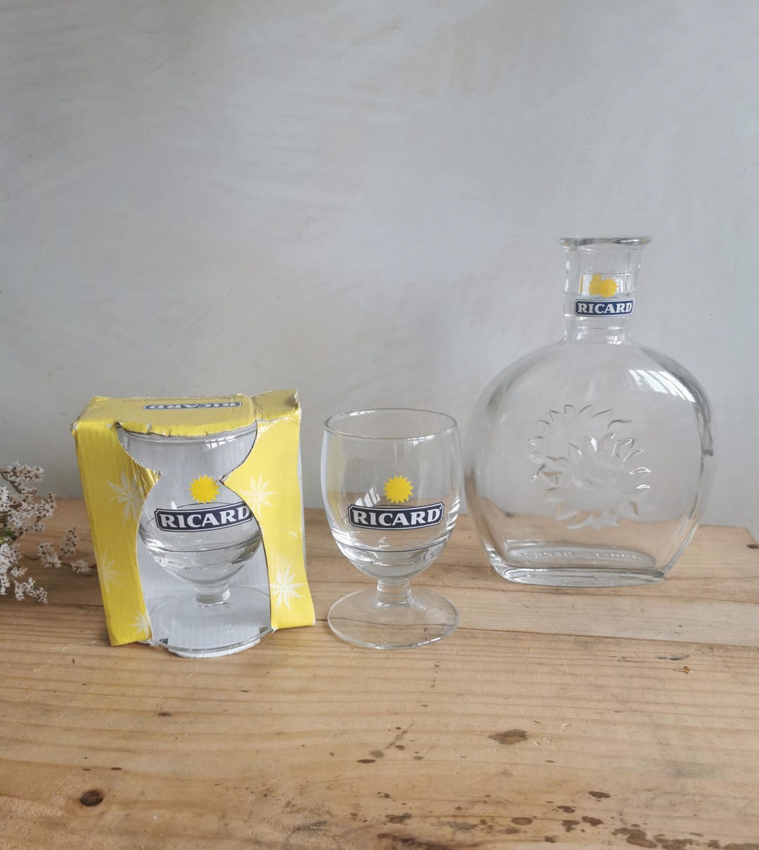 Ricard Carafe Aperitif Glass Water Carafe & 2 Glasses french Bistro Bar ...