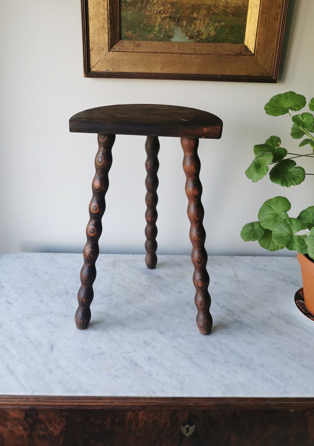 French 1950s Bobbin Stool Tall Woodentripod Stool Side Table French ...