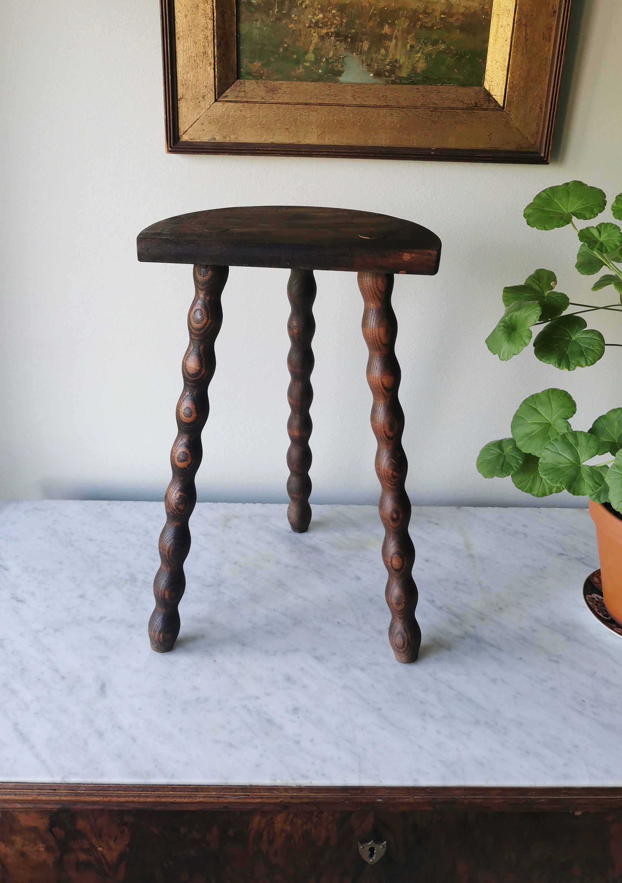 French 1950s Bobbin Stool Tall Woodentripod Stool Side Table French ...