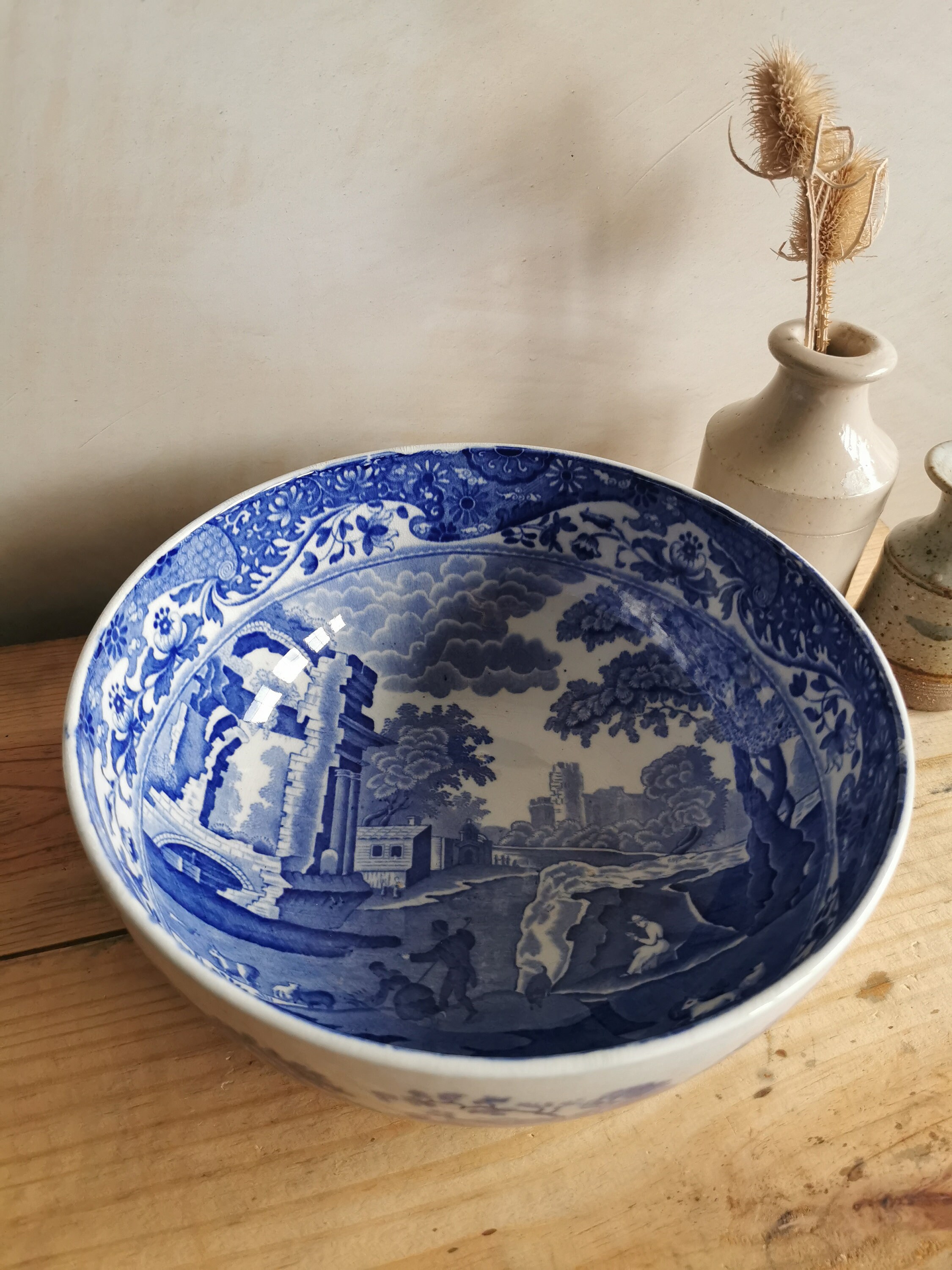 Antique Copeland Spode Italian Large Fruit Bowl Spode Serving Bowl Blue ...