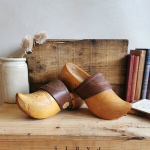 French Vintage Wooden Hand Carved Clog Shoes Charming Pair of Wooden ...