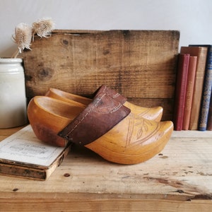 French Vintage Wooden Hand Carved Clog Shoes Charming Pair of Wooden ...