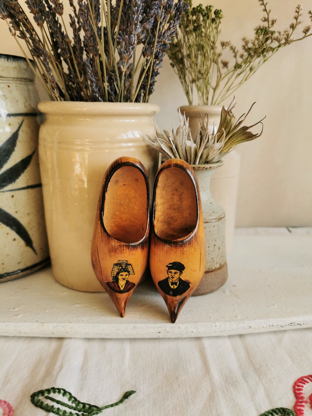French Vintage Wooden Carved Clog French Shoes Rustic Shoe Folk Art ...
