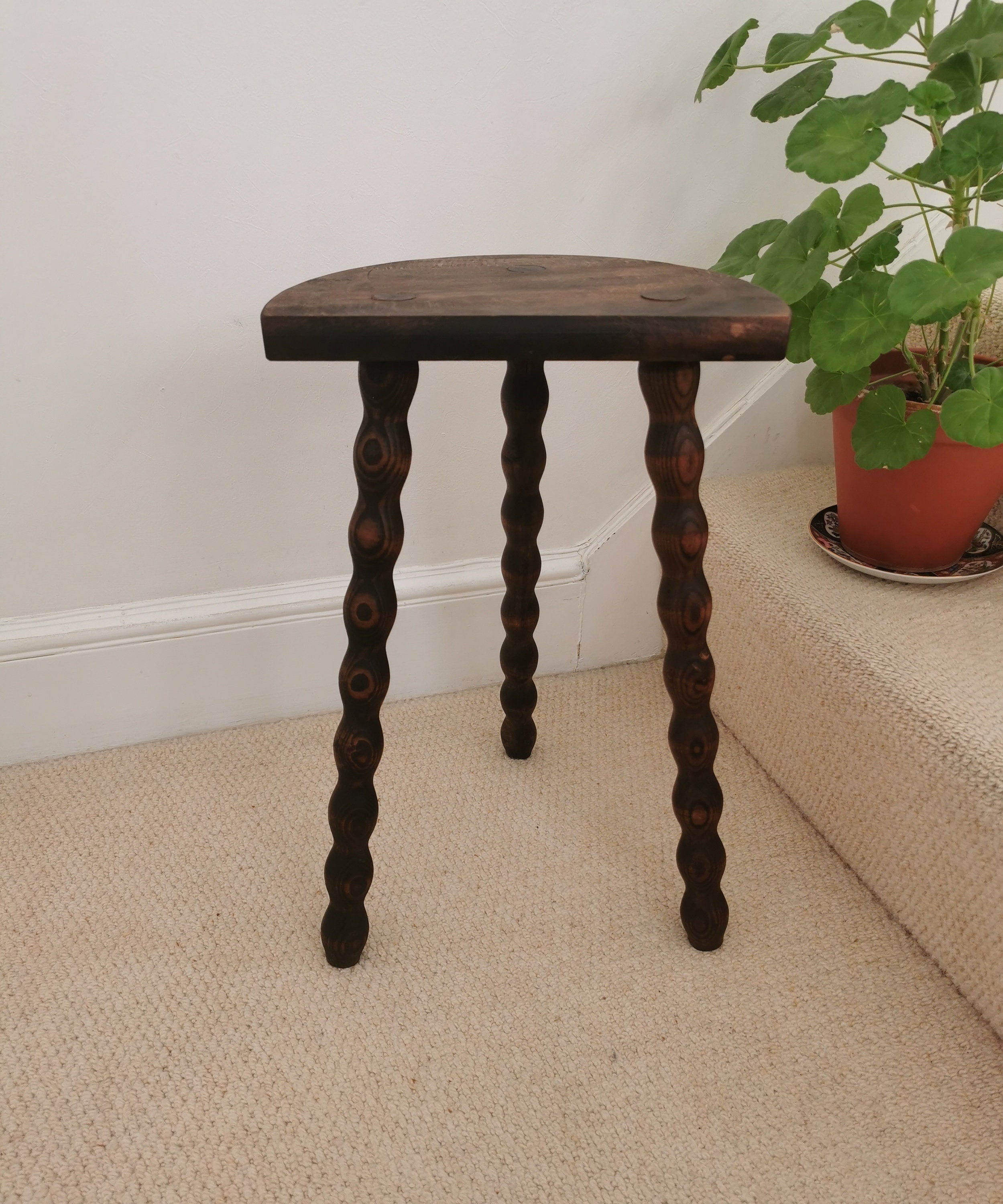 French 1950s Bobbin Stool Tall Woodentripod Stool Side Table French ...