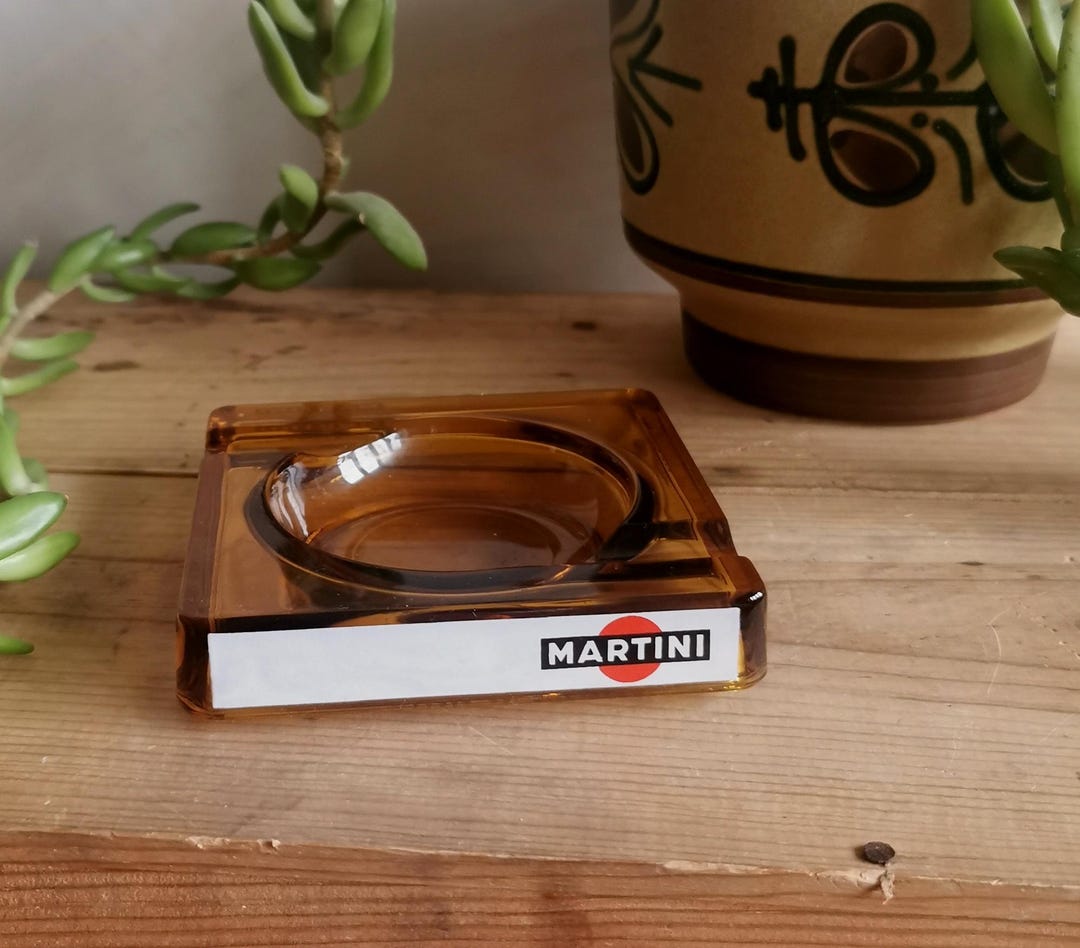 Collectable Vintage Martini Amber Glass Ashtray | Vintage Martini ...