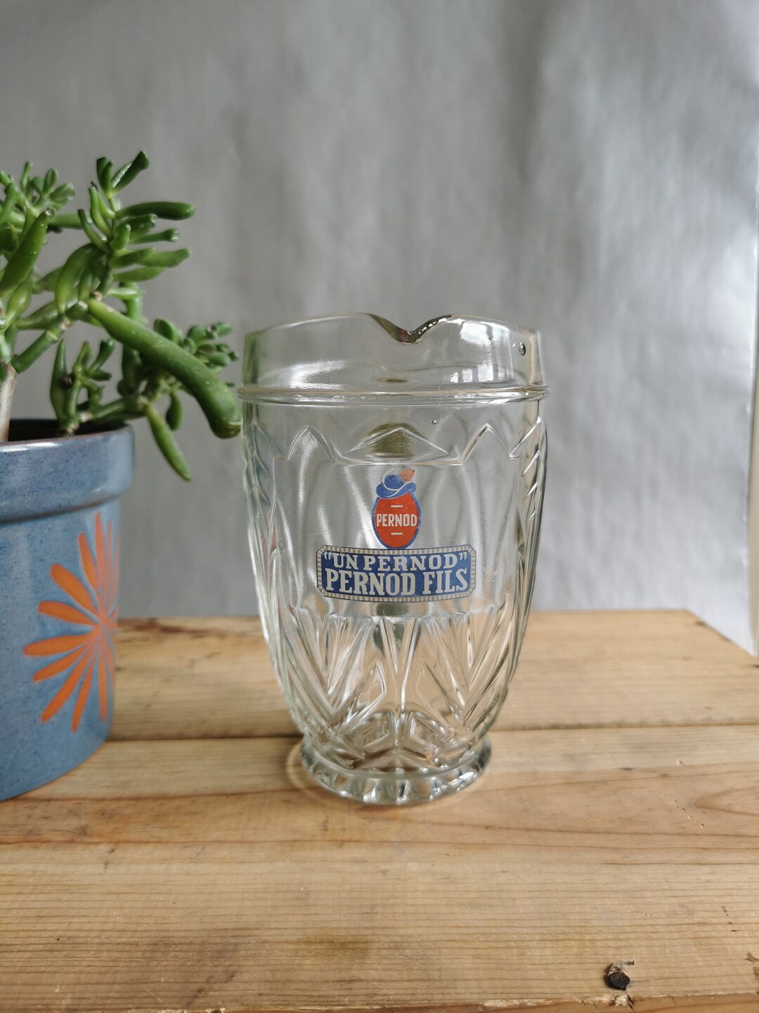 Antique Pernod Fils Glass Water Jug Carafe | "un Pernod" Pernod Fils ...