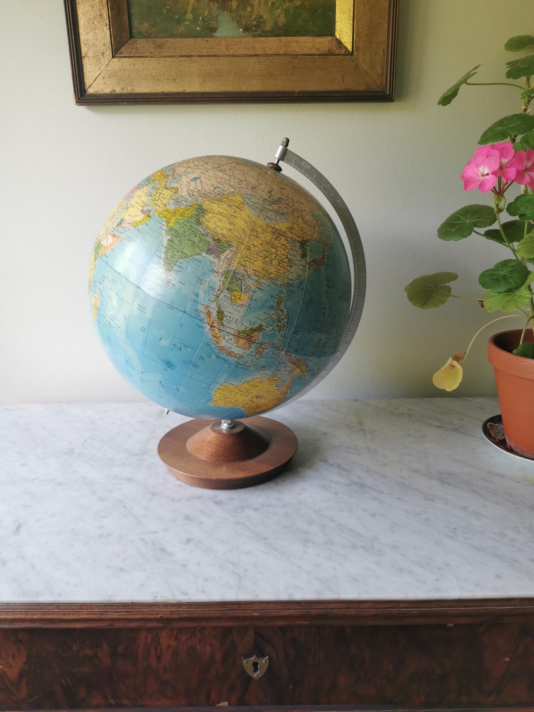 Vintage Hermann Haack Terrestrial Globe: Large Räth Earth Globe, GDR ...