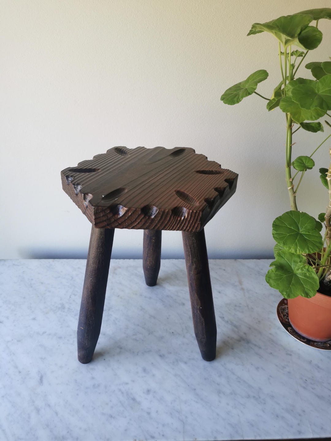 Vintage Spanish Stool | Wooden Stool or Milking Stool | Side Table ...