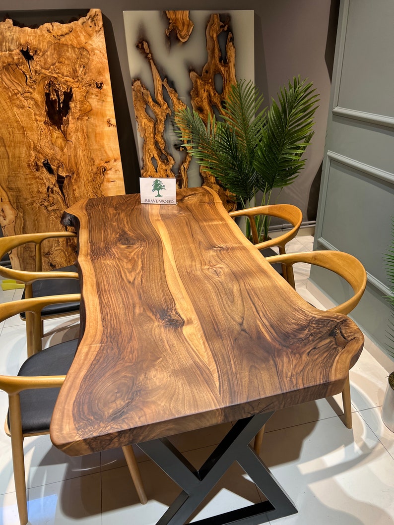 Custom Live Edge Walnut Dining Table: Handmade Log Table - Etsy