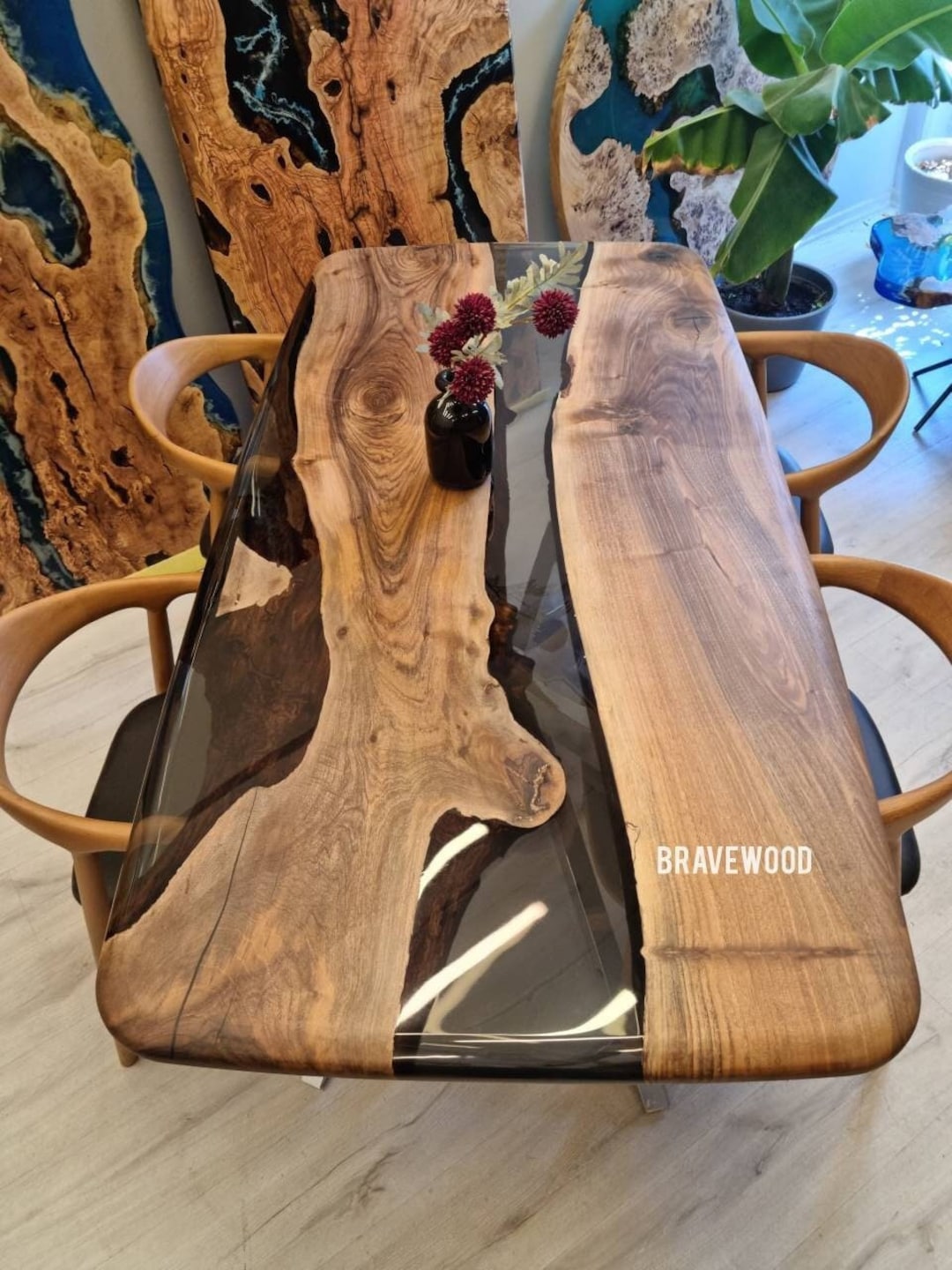 Custom Epoxy Dining Table, Epoxy Table, With Special Edge, Custom Epoxy ...