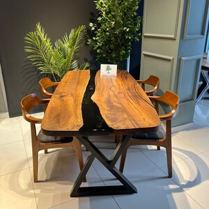 Dinner Table, Black Epoxy Table, Dining Room Table, Epoxy Walnut Table ...