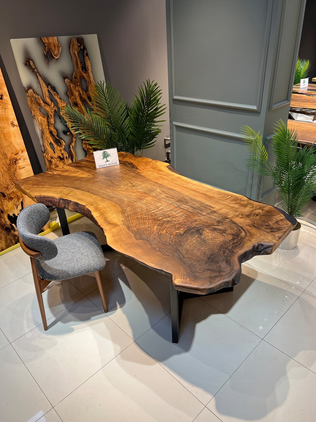 Log Table, Walnut Wood Dining Table, One Piece Walnut Wood Centennial ...
