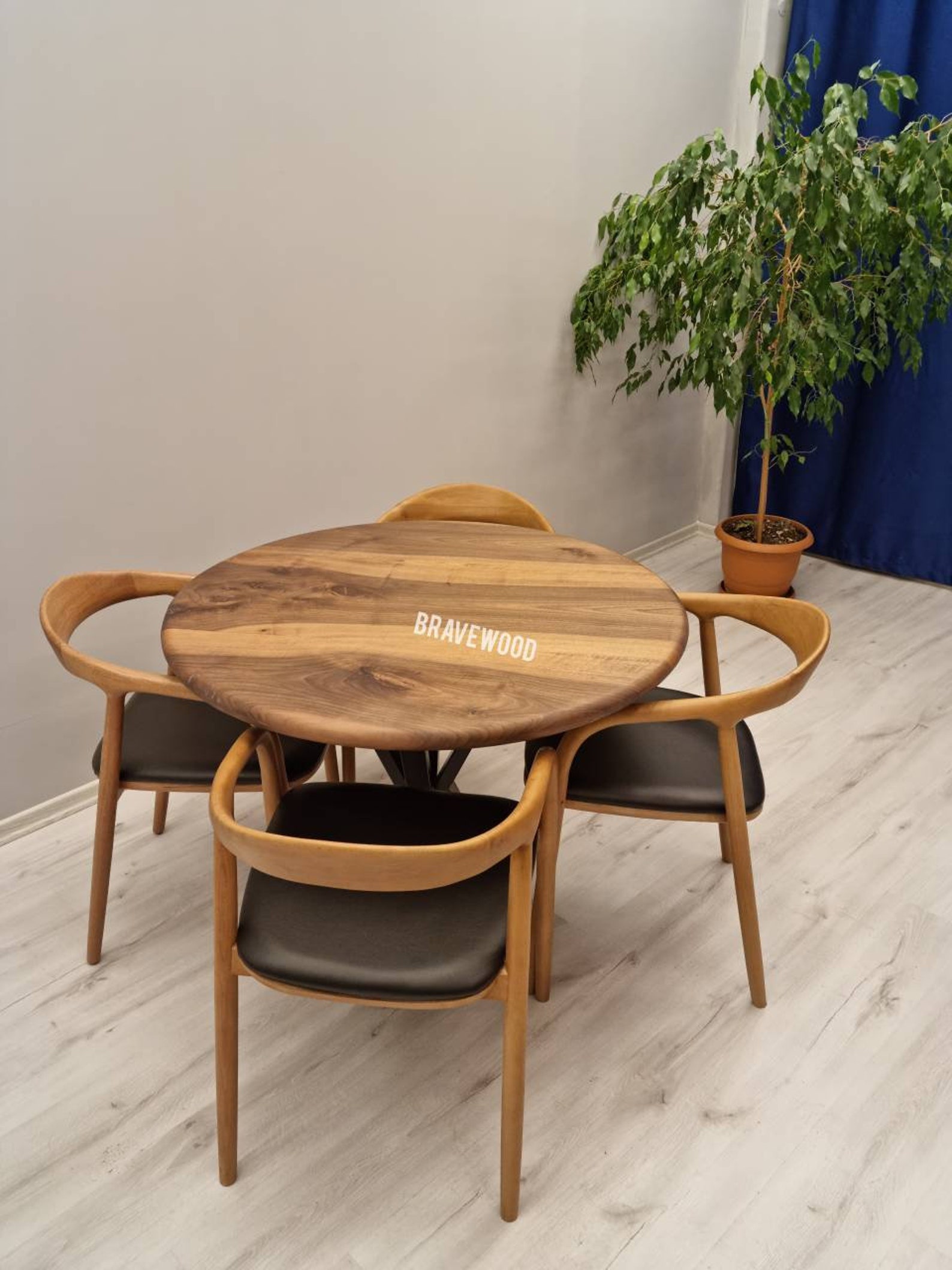 Round Dining Table Round Walnut Dining Table Solid Wood - Etsy