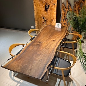 Walnut Dining Rom Table, Epoxy Dining Rom Table - Etsy