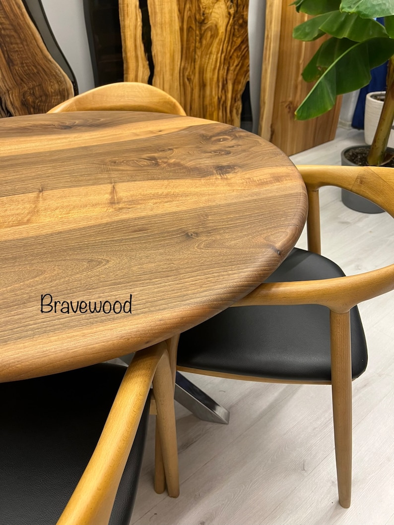 Round Dining Table Round Walnut Dining Table Solid Wood - Etsy