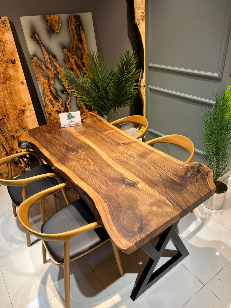 Custom Live Edge Walnut Dining Table: Handmade Log Table - Etsy