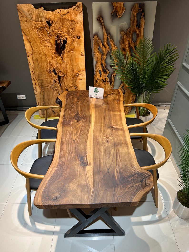Custom Live Edge Walnut Dining Table: Handmade Log Table - Etsy