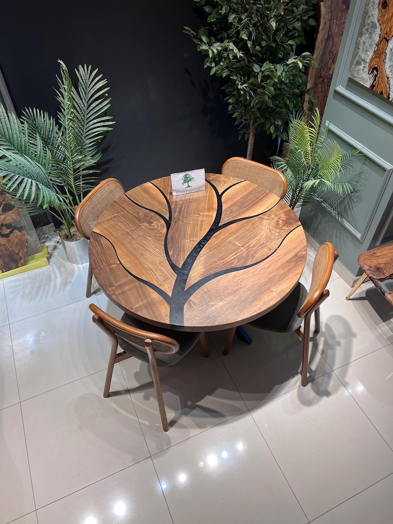 Handmade Round Walnut Dining Table: Custom Kitchen Cutting Table (48 ...