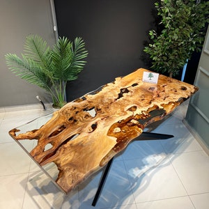 Dining Room Table, Elm Tree, Epoxy Table, Custom Live Edge Epoxy Resin ...
