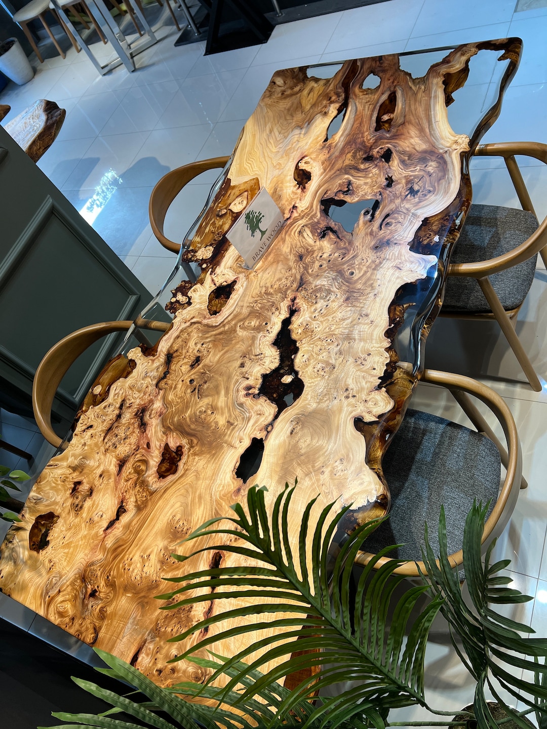 Dining Room Table, Elm Tree, Epoxy Table, Custom Live Edge Epoxy Resin ...