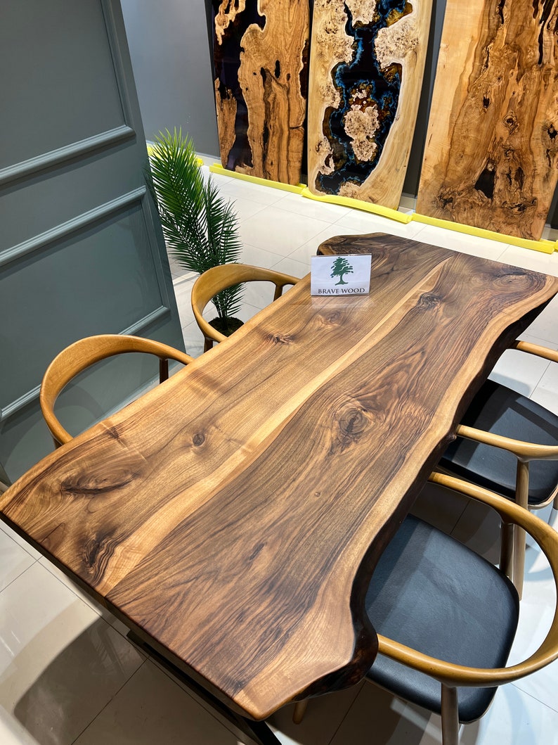 Custom Live Edge Walnut Dining Table: Handmade Log Table - Etsy