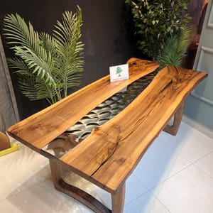 Live Edge Walnut Dining Table: Epoxy Resin River Design, 73.6" - Etsy