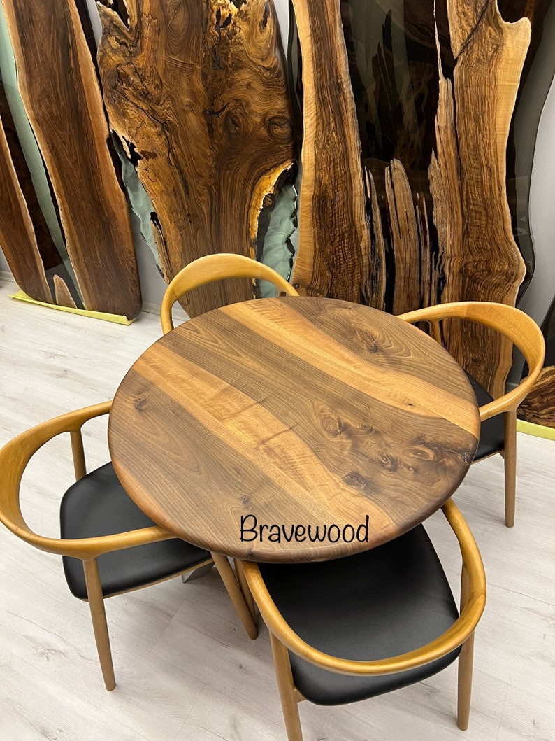 Round Dining Table Round Walnut Dining Table Solid Wood - Etsy