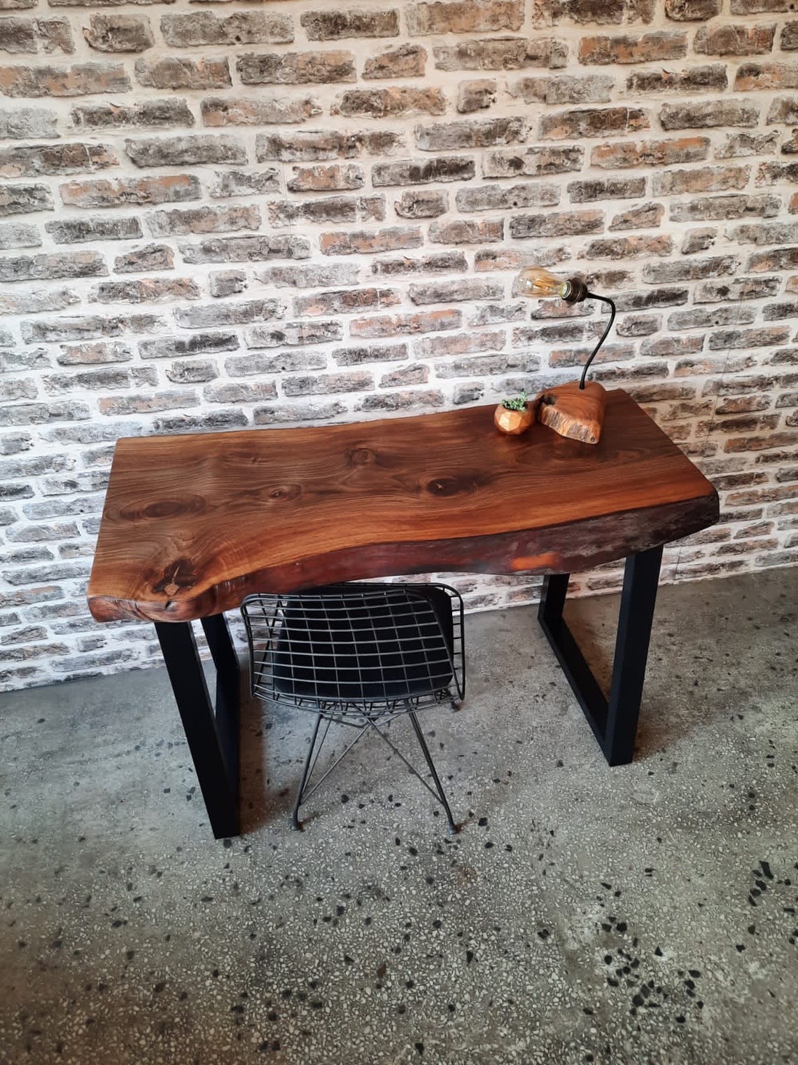 Custom Walnut Office Wooden Desk Custom Made Walnut Wood | Etsy