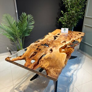 Dining Room Table, Elm Tree, Epoxy Table, Custom Live Edge Epoxy Resin ...