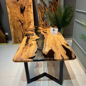 Kitchen Epoxy Table, Living Room Table, Olive Tree Epoxy Table, Smoke ...