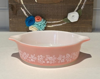 Vintage Pyrex Pink Gooseberry 471 Casserole Dish and 470-C Lid, 1 Pint ...