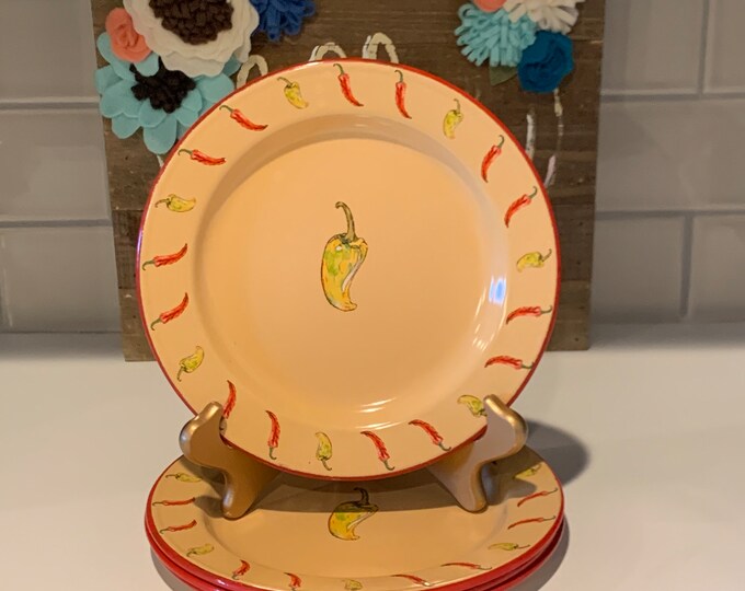 Chile Pepper Enamelware Salad Plates | Marble Canyon Chilies Pepper ...
