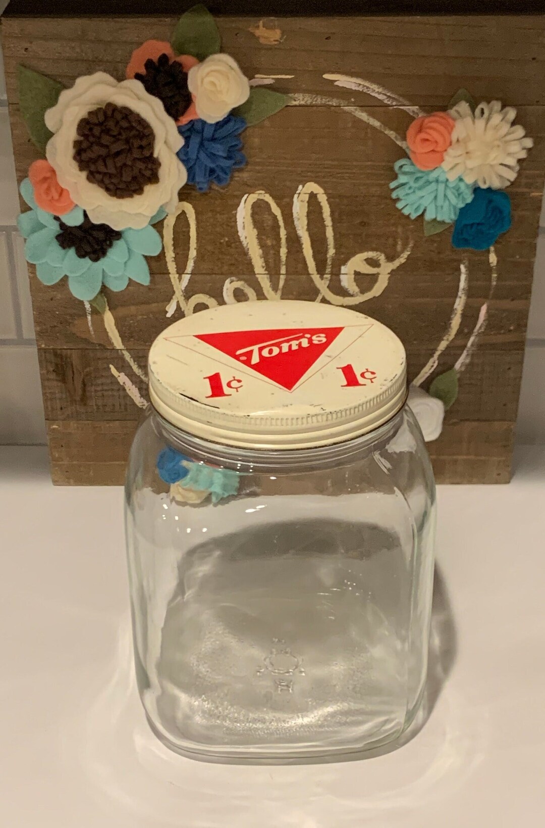 Toms Counter Display Jar Vintage Toms 1 Cent Candy Jar. Vintage Store ...