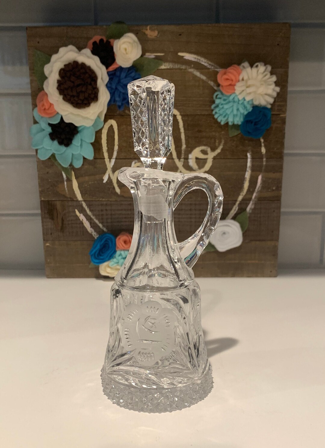 Cut Crystal Cruet | Crystal Table Scape | Crystal Kitchen Decor - Etsy