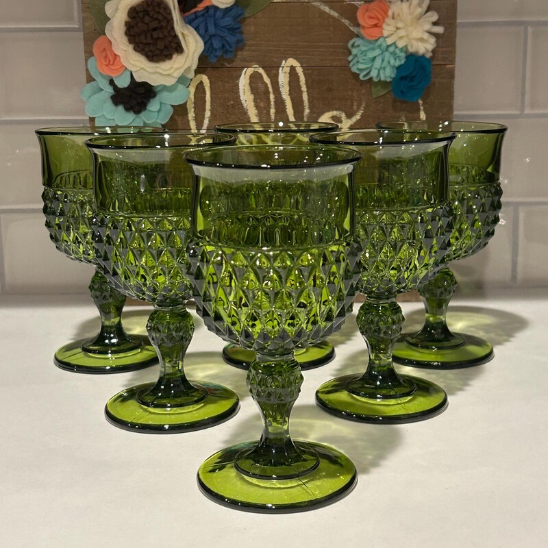 Green Water Goblets - Etsy