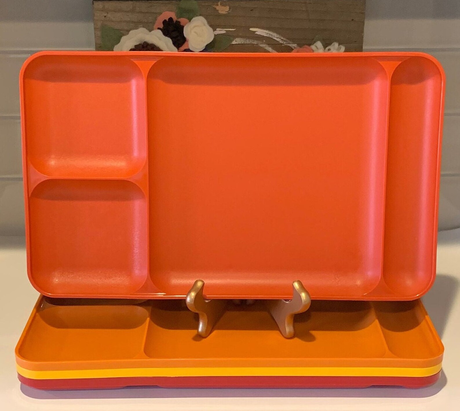 Vintage Tupperware Lunch Trays Yellow Red Orange Burnt - Etsy