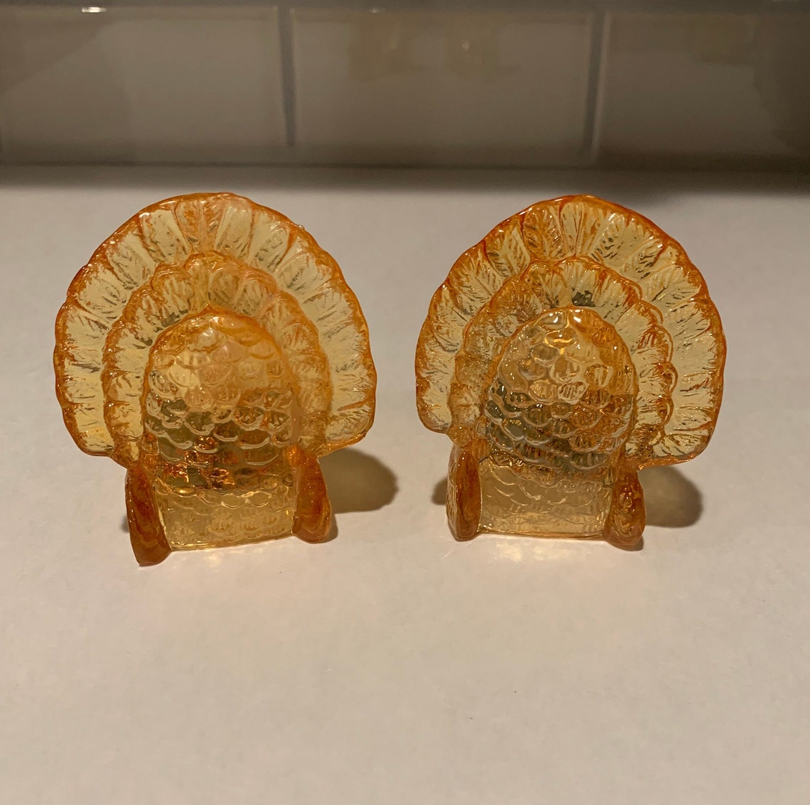 Amber Glass Turkey Candle Holders Amber Glass Table Decor - Etsy