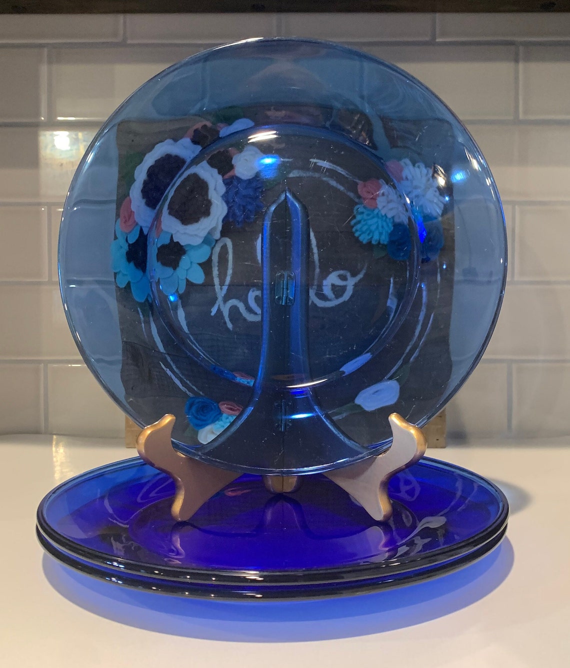 Vintage Blue Glass Dinner Plates Blue Glass Tablescape - Etsy