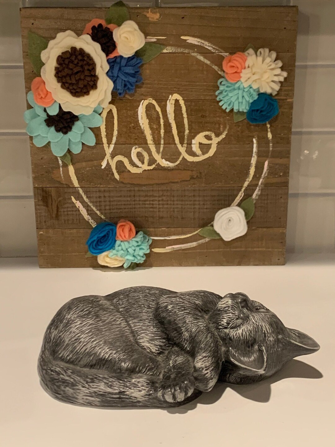 Ceramic Cat Figurine Grey Ceramic Napping Cat - Etsy