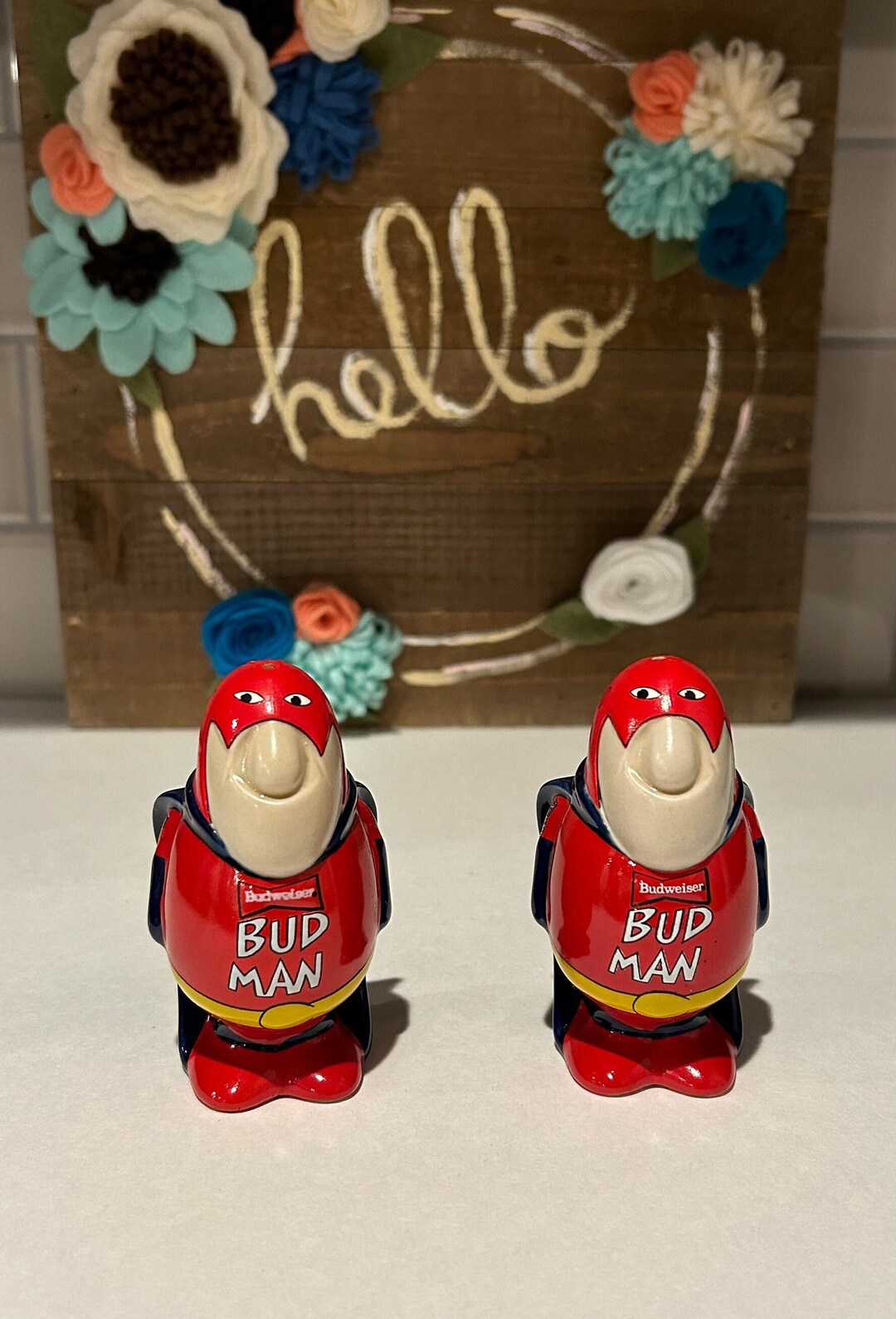 Budweiser Bud Man Salt & Pepper Shakers | Budweiser Beer Ceramic Bud ...