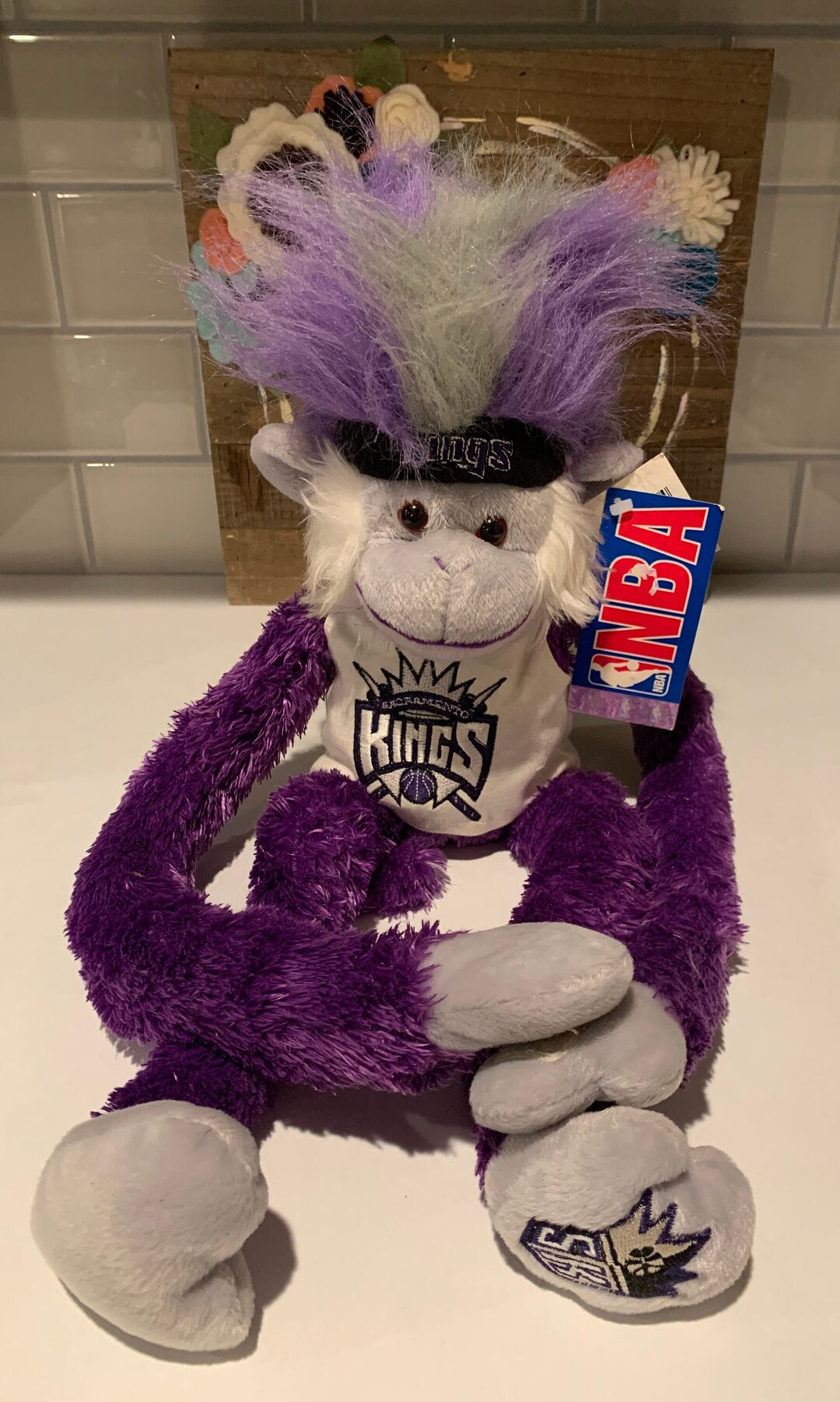 Vintage Sacraments Kings NBA Long Cling Hands Purple Monkey Plush ...