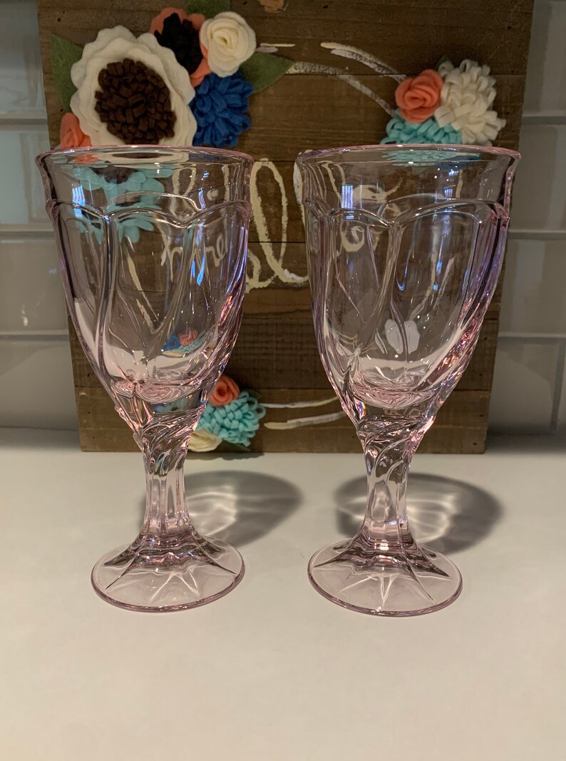 Pink Sweet Swirl Iced Tea Goblets by Noritake Pink Glass - Etsy